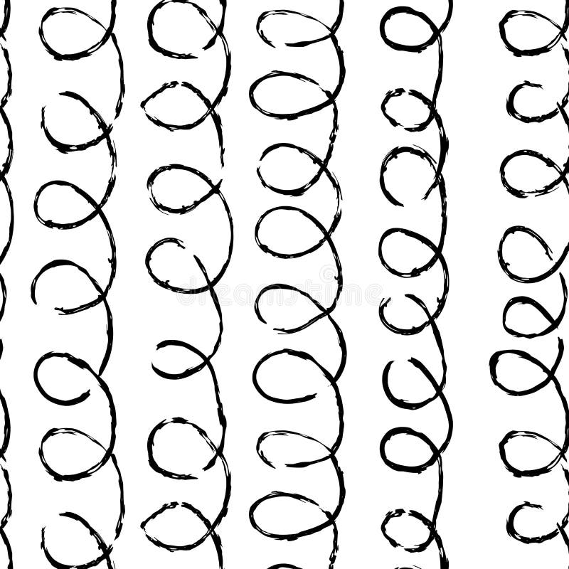 Tangled Curved Line Seamless Pattern. Handwritten Doodles Stock Vector ...