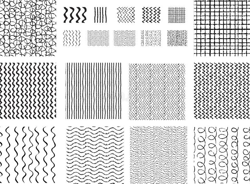 Tangled Curved Line Seamless Pattern. Handwritten Doodles Stock Vector ...