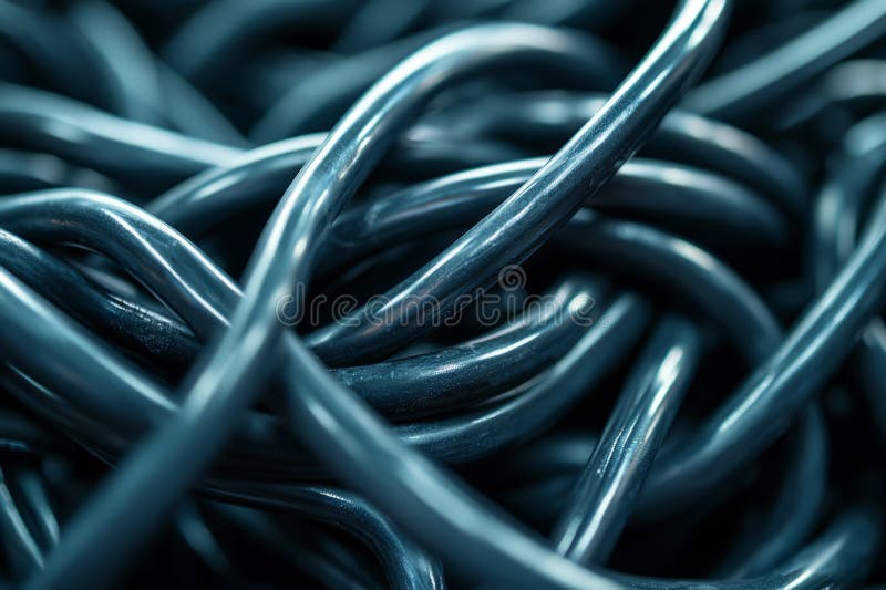 Tangled Dark Cables Closeup Stock Image - Image of shiny, signal: 372426069
