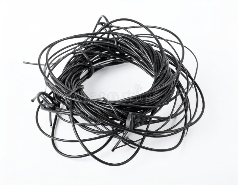 Tangled and Disorganized Black Cables Stock Image - Image of drawing ...