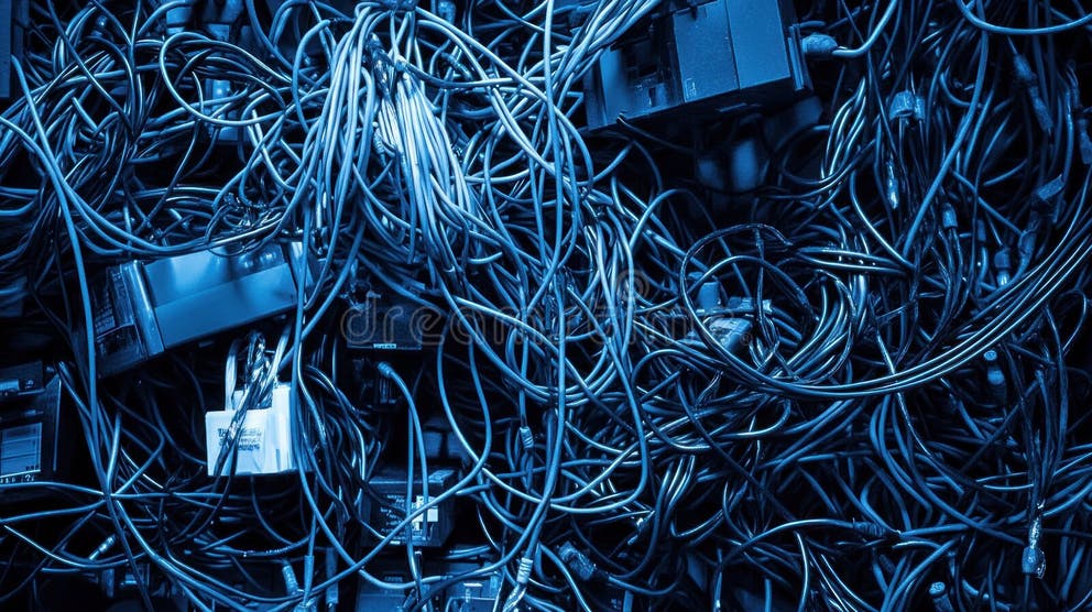 Tangled electrical wires stock photo. Image of electrical - 385874384