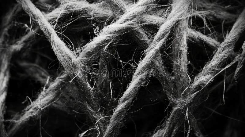 Tangled Fibers Abstract Black and White Texture Stock Illustration ...