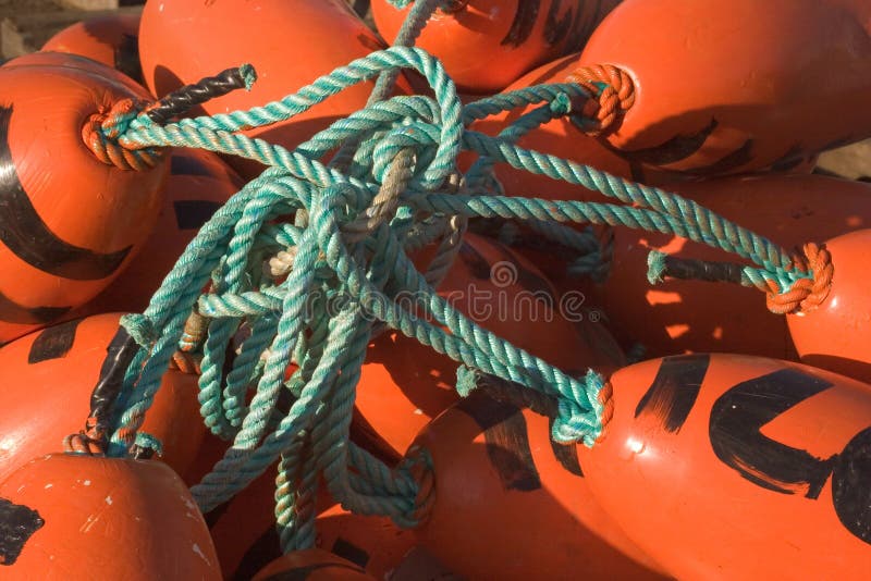 Tangled Floats stock image. Image of orange, buoy, gill - 527905
