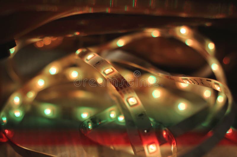 Tangled Glow: the Electric Dance of LED Light Strips Stock Photo ...