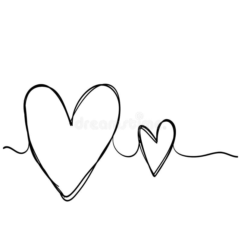 Tangled Grunge Round Scribble Hand Drawn Heart with Thin Line, Divider ...