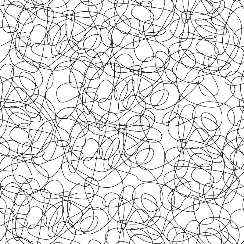 Tangled Line Seamless Pattern. Handwritten Doodles. Lines and Shapes ...