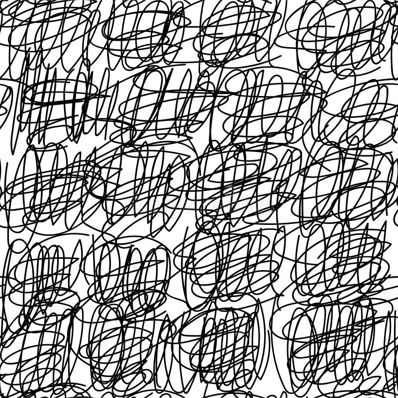Tangled Line Seamless Pattern. Handwritten Doodles. Lines and Shapes ...
