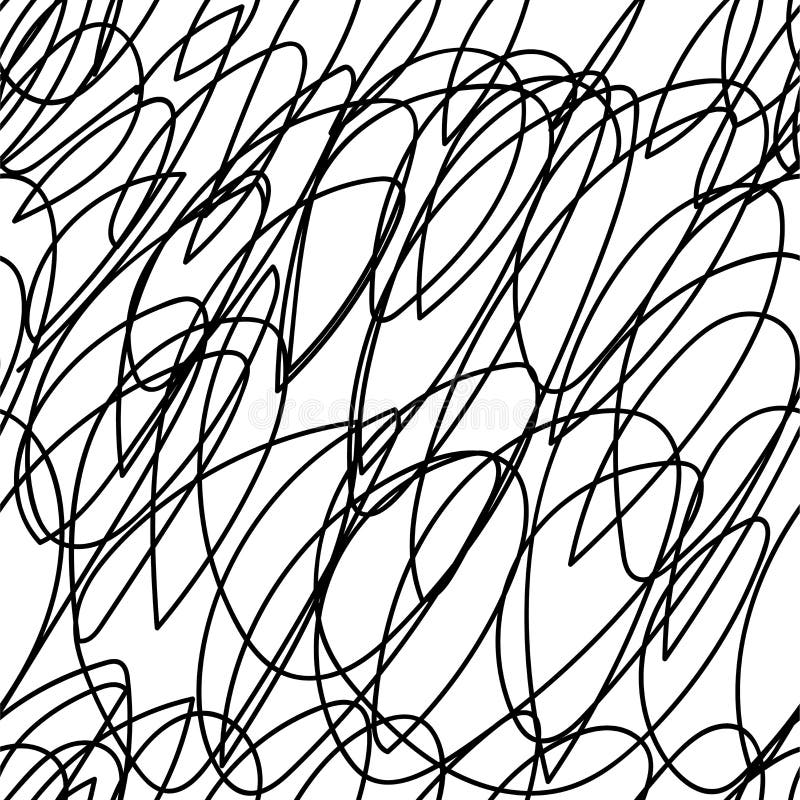 Tangled Line Seamless Pattern. Handwritten Doodles. Lines and Shapes ...