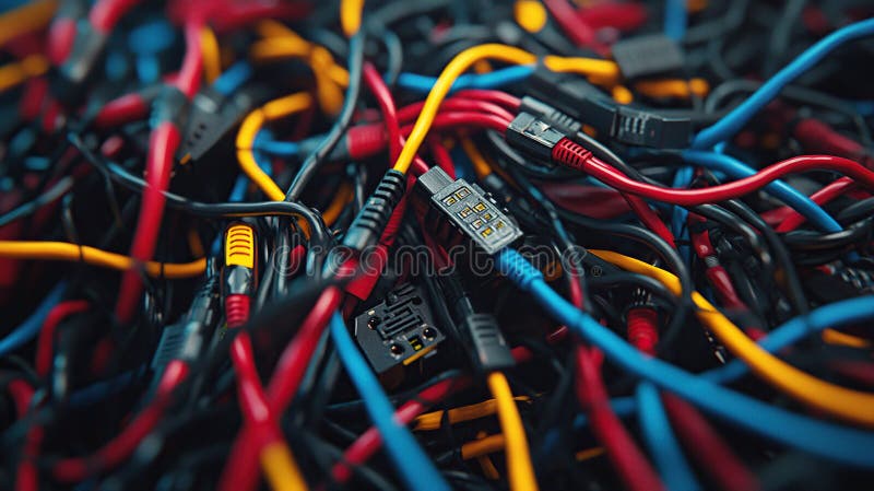 A Tangled Mass of Colorful Wires and Connectors Stock Illustration ...