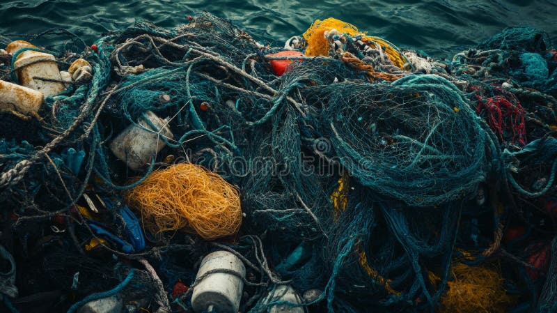 A Tangled Mass of Fishing Nets and Debris in the Ocean Stock ...