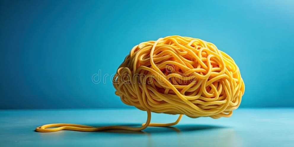 A Tangled Mass of Yellow Strands Resembling a Brain on a Smooth Surface ...
