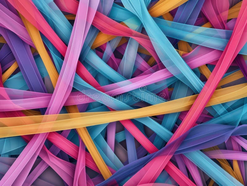A Tangled Mesh of Colorful Ribbons Creating a Dynamic Visual Effect ...