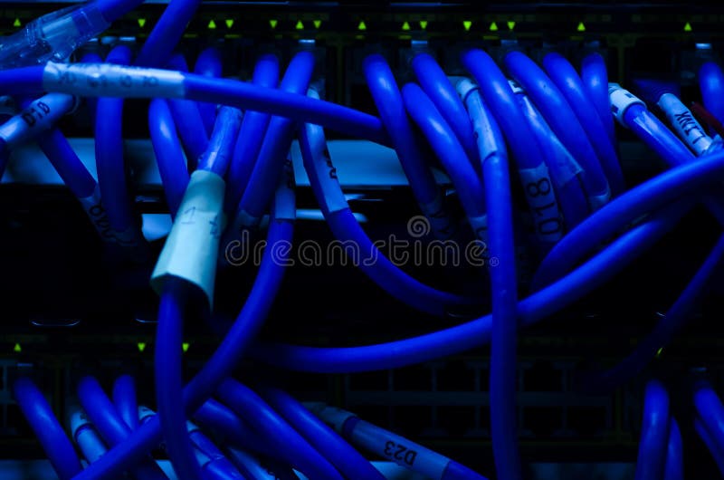 Tangled Network Cables and Wires in Server Room for Unorganized Stock ...