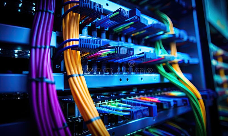 A Tangled Network of Wires in an Organized Rack Stock Illustration ...