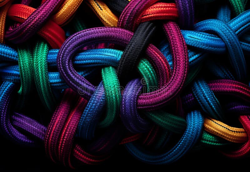 A Tangled Pile of Coloured Rope. Confusion and Thought Process Concept ...