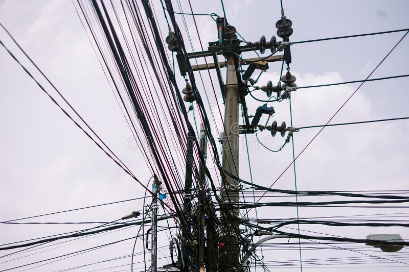 Tangled Power Lines so Nice Stock Photo - Image of intertwined, analog ...