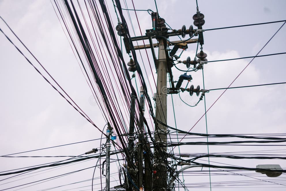 Tangled Power Lines so Nice Stock Photo - Image of intertwined, analog ...