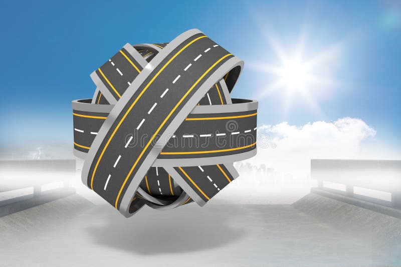 Tangled roads in a ball stock illustration. Illustration of highway ...