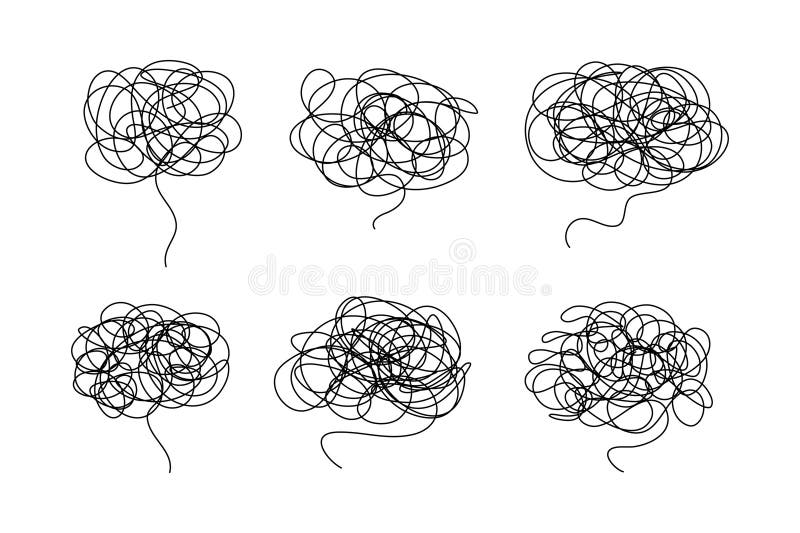 Tangled Scribble Brain Doodle Outline Icon Sign Hand Drawn Ink Sketch ...