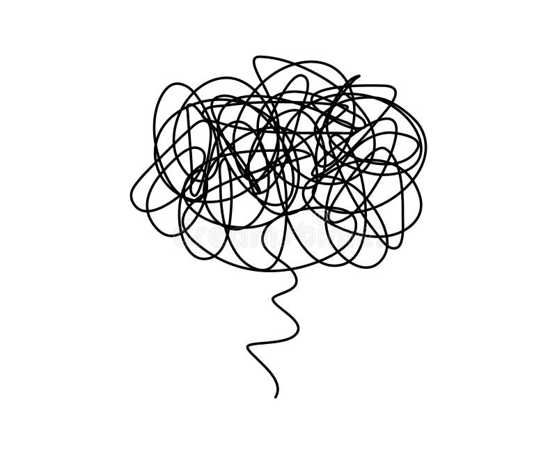 Tangled Scribble Brain Doodle Outline Icon Sign Hand Drawn Ink Sketch ...