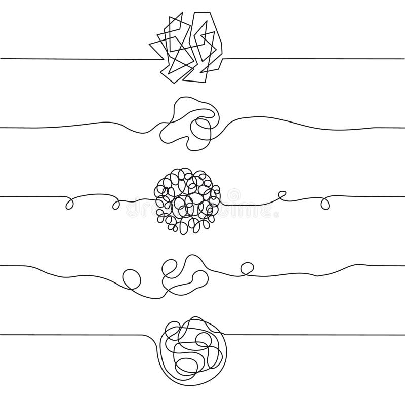 Tangled Scribble Lines, Chaos Line Seamless Borders. Confusion and ...