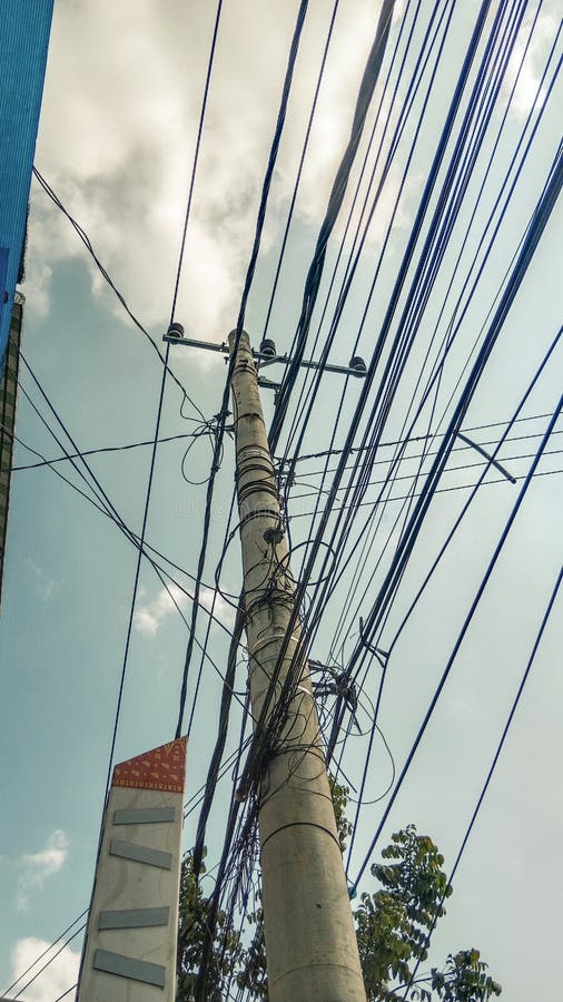 Tangled power lines stock image. Image of electric, power - 281827801