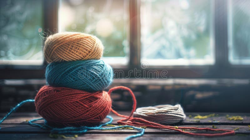 Tangled Skeins of Yarn on a Table Stock Image - Image of workshop ...