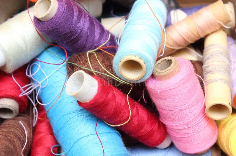 Tangled Spools of Sewing Thread Stock Photo - Image of spools, yarn ...