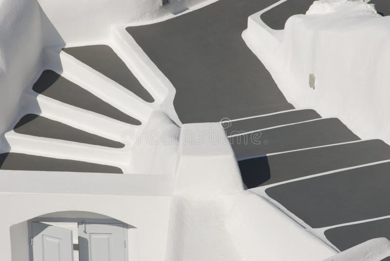 Tangled Stairs in Santorini Greece. Stock Image - Image of whitewashed ...