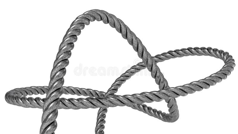 Tangled Steel Cable with Black Patina Isolated on White Background. 3D ...