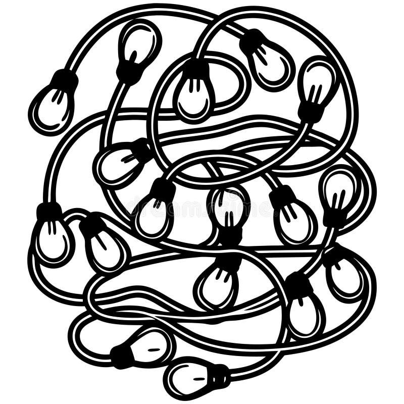 Tangled String of Decorative Lights Messy Electric Wire, Numerous Bulbs ...