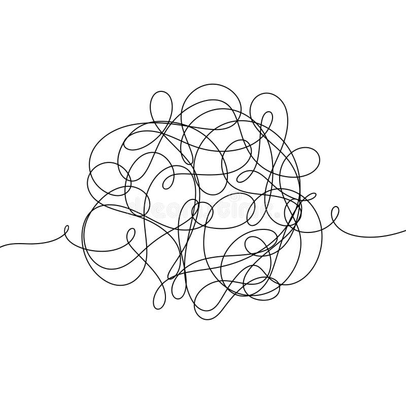 Tangled Tangle of Abstract Lines, Graphic Black and White Illustration ...