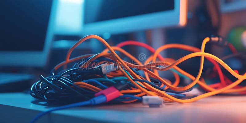 Tangled Tech Wires stock illustration. Illustration of electronics ...