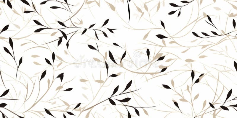 Tangled Thin Twigs Vector Seamless Pattern. Plant Branches Silhouettes ...