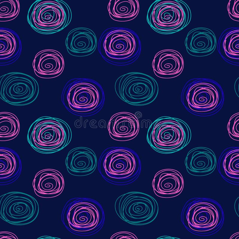 Tangled Thread Circles Seamless Abstract Pattern on a Blue Background ...