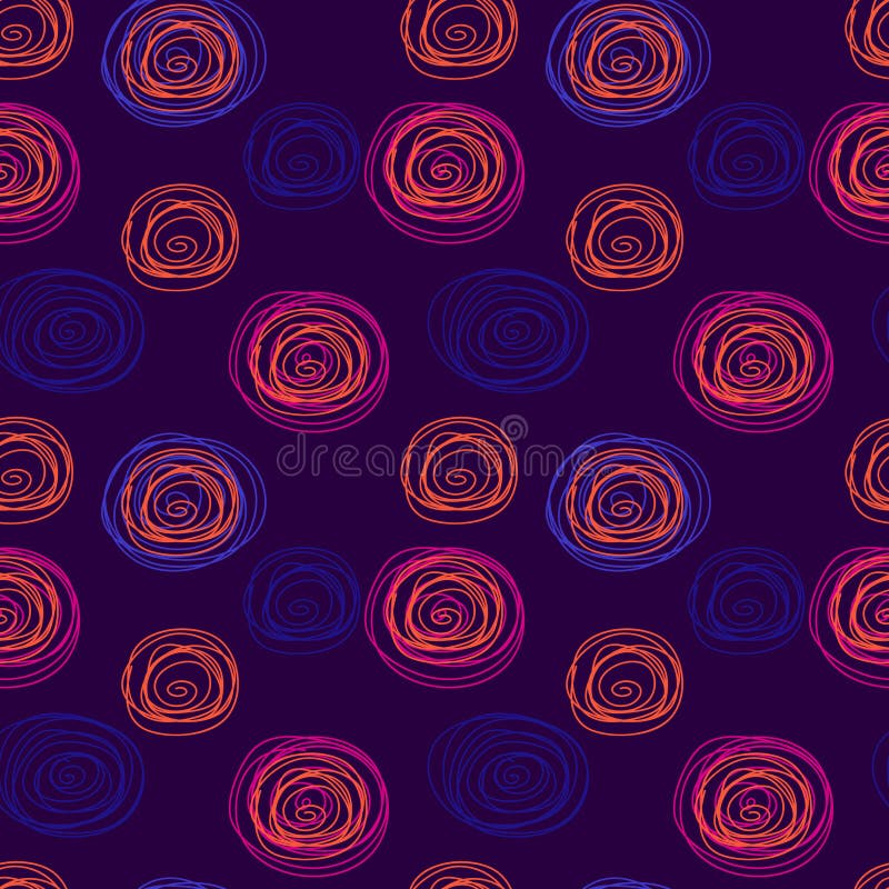 Tangled Thread Circles Seamless Abstract Pattern on a Purple Background ...