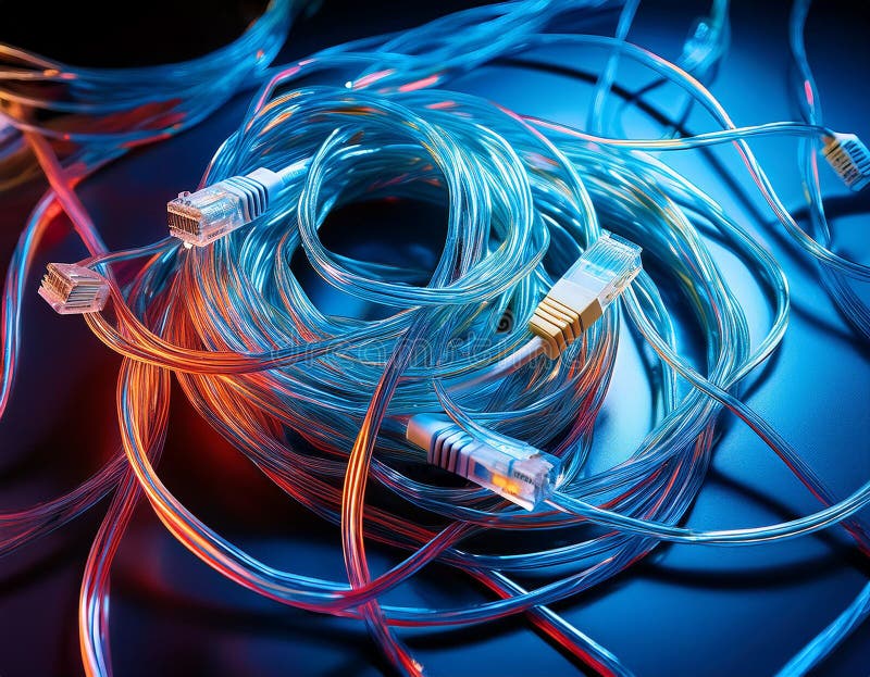 A Tangled Web of Ethernet Cables Resembling a Maze, Representing the ...