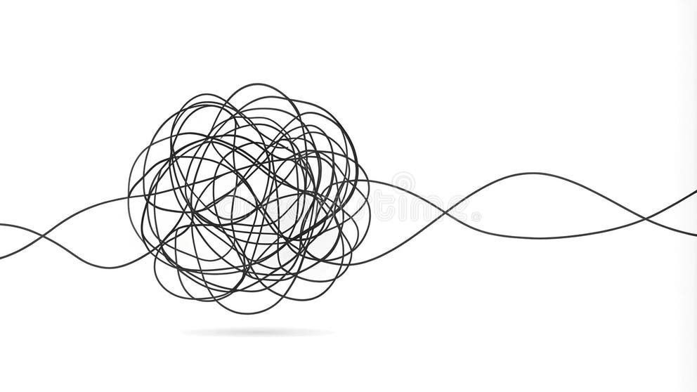 A Tangled Web of Solutions Abstract Line Art Depicting Problem-Solving ...