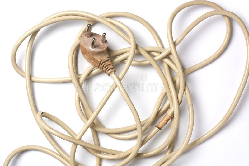 Tangled Wire Cord with Power Plug Isolated Stock Image - Image of wire ...