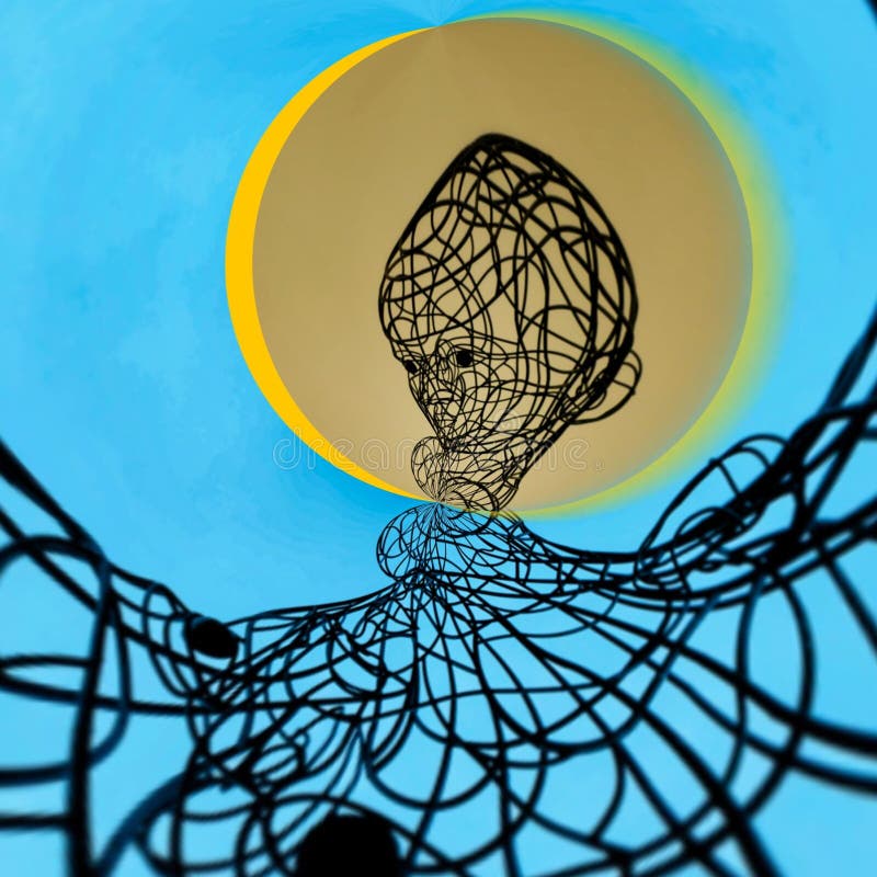 Tangled Wire Sculpture of a Contorted Man - Tiny Planet Edited Stock ...
