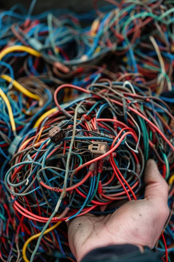 Tangled Wires in a Person& X27;s Hand. Selective Focus Stock Image ...
