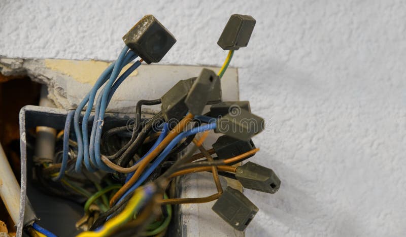 Tangled Wires of a Wall Socket Stock Photo - Image of tangled, power ...