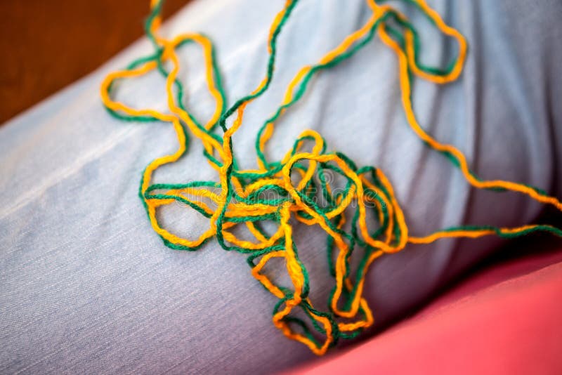 Tangled yarn for knitting stock photo. Image of handwork - 145880556