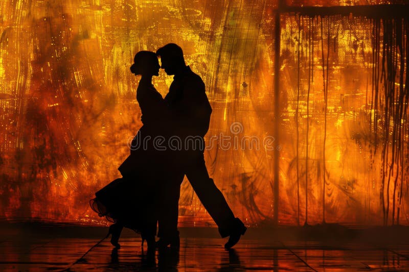 A Tango Couple S Silhouette on a Dimly Lit Stage, Showcasing Elegance ...