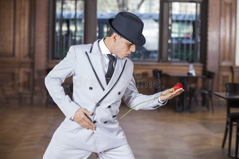 Tango Dancer Holding Fresh Rose while Performing Stock Image - Image of ...