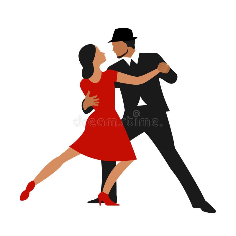 Tango Dancers Couple Dancing Tango Flat Style Vector Illustration