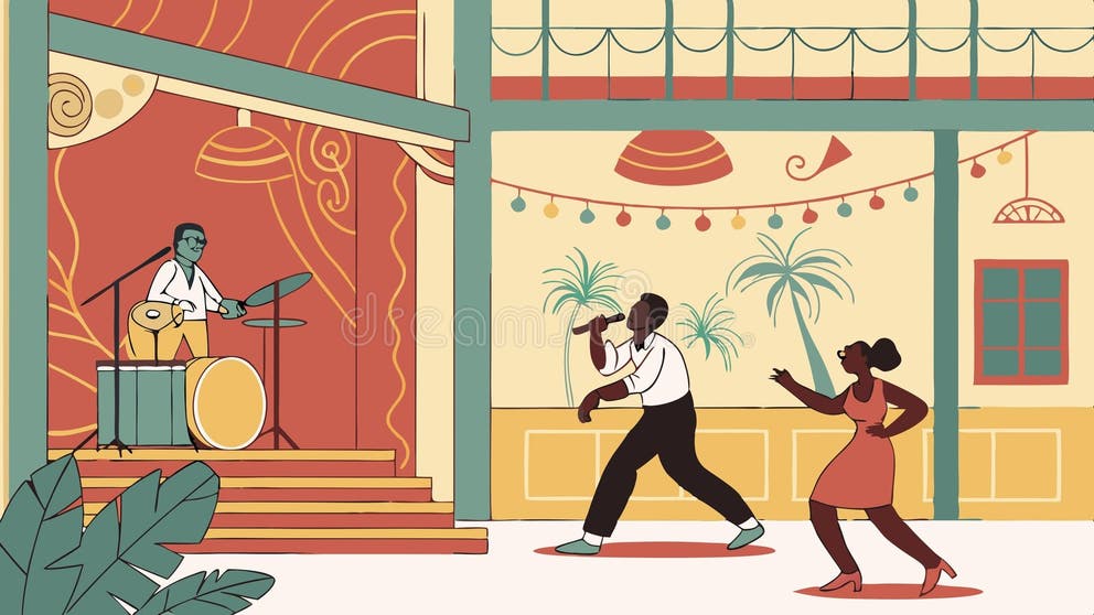 Tango Dancers in Motion, Passionate Dance Performance. Vector Design ...