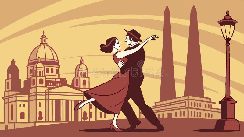 Tango Dancers Silhouette, Passionate Dance and Motion. Vector Design ...