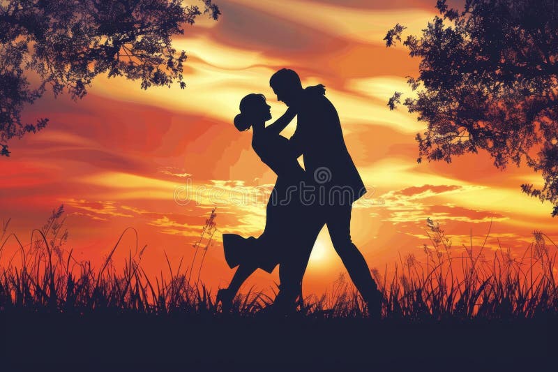 Tango Dancing in Silhouette, a Captivating Portrayal of Elegance and ...