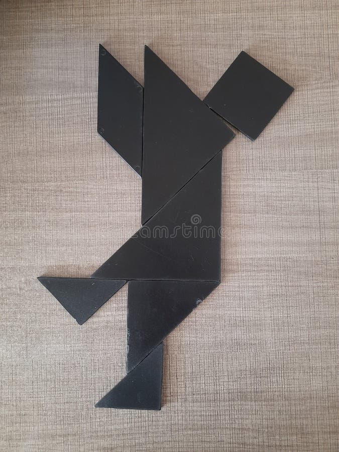 Tangram Figure of a Human Standing and Looking Down by Facing Backwards ...